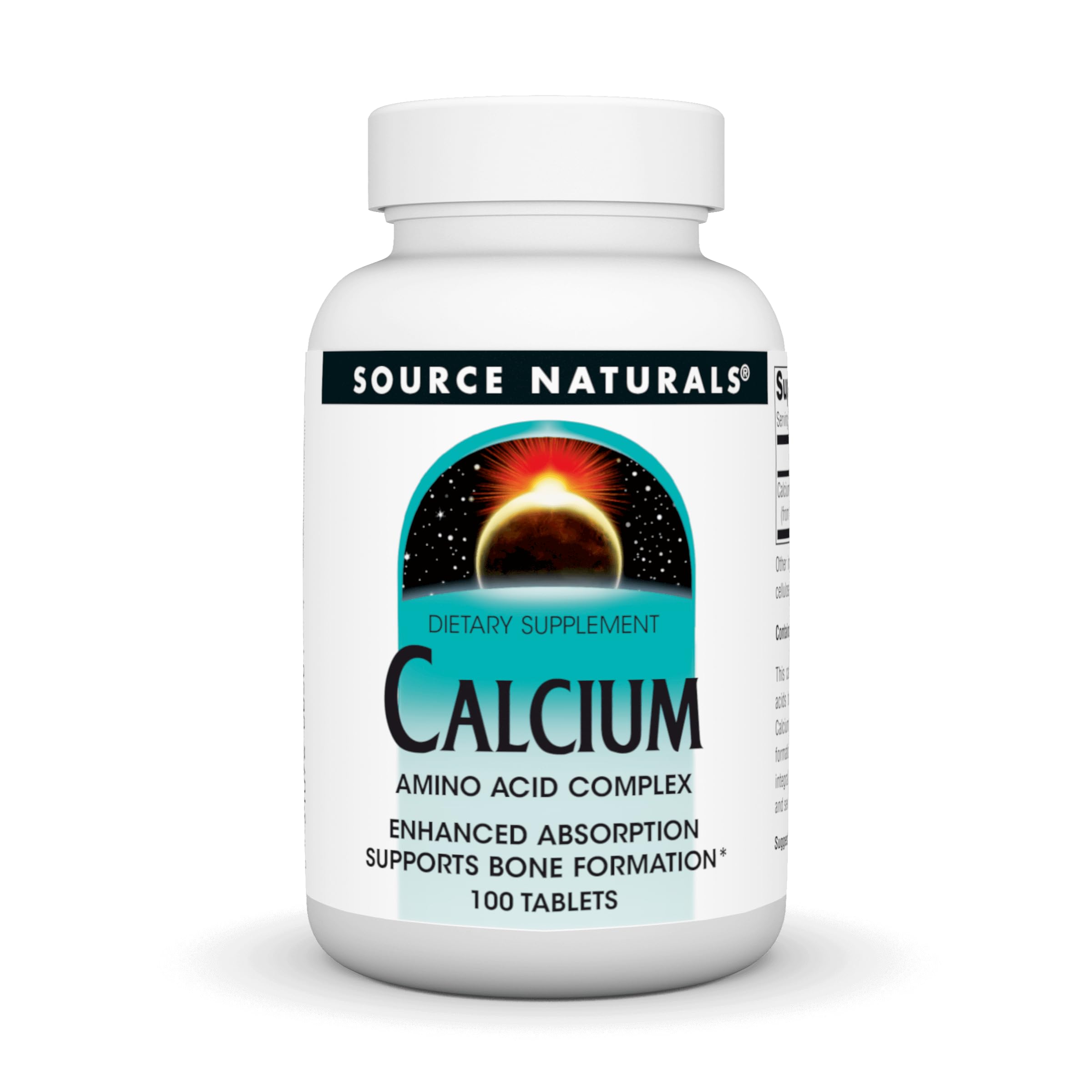 Source Naturals Calcium, Amino Acid Complex - Enhanced Absorption & Supports Bone Formation* - 100 Tablets