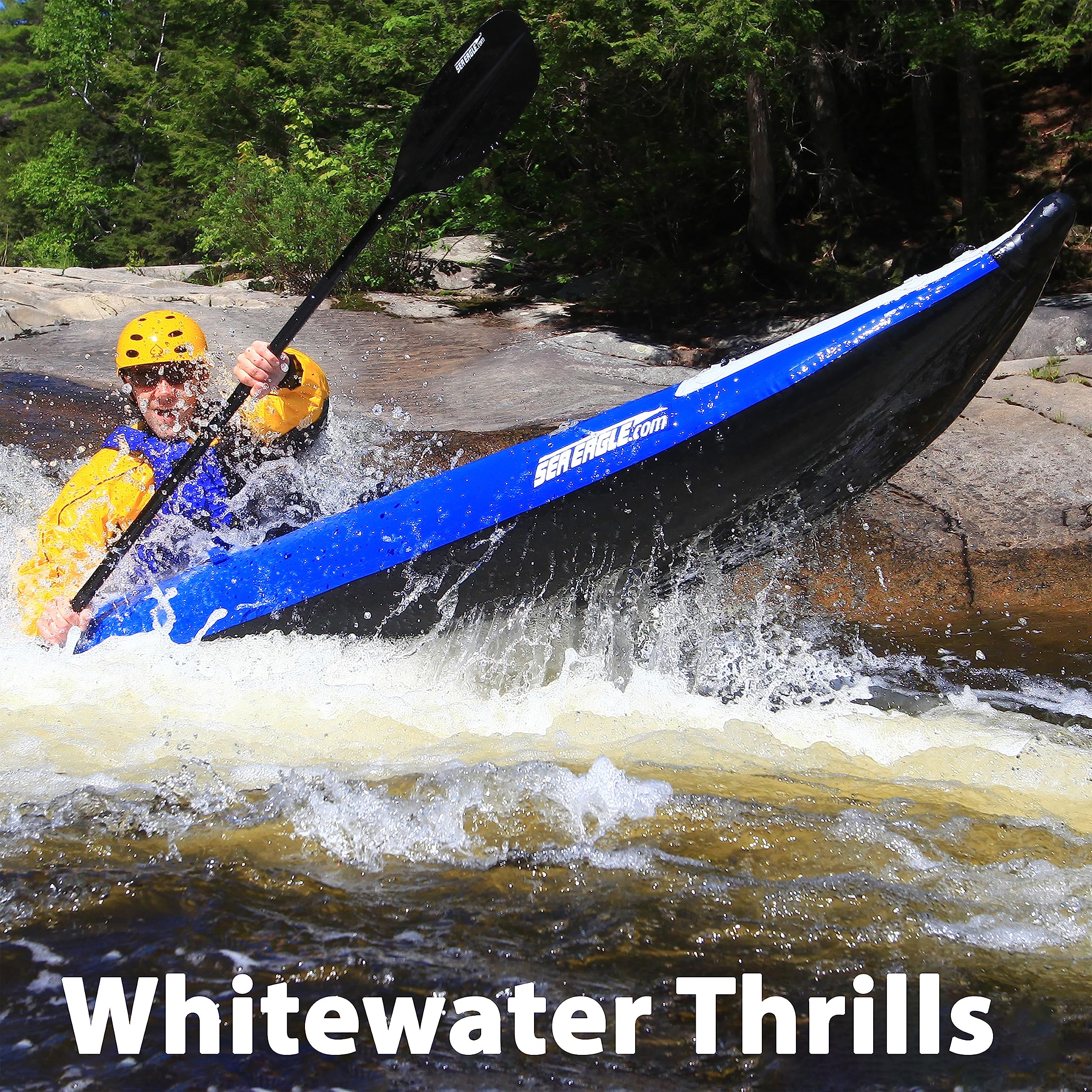 Sea Eagle 380X 12'6" Explorer Inflatable Kayak- Fishing, Touring, Camping, Exploring &White watering-Self Bailing, Removable Skeg, Drop Stitch Floor (Solo QuikRow)
