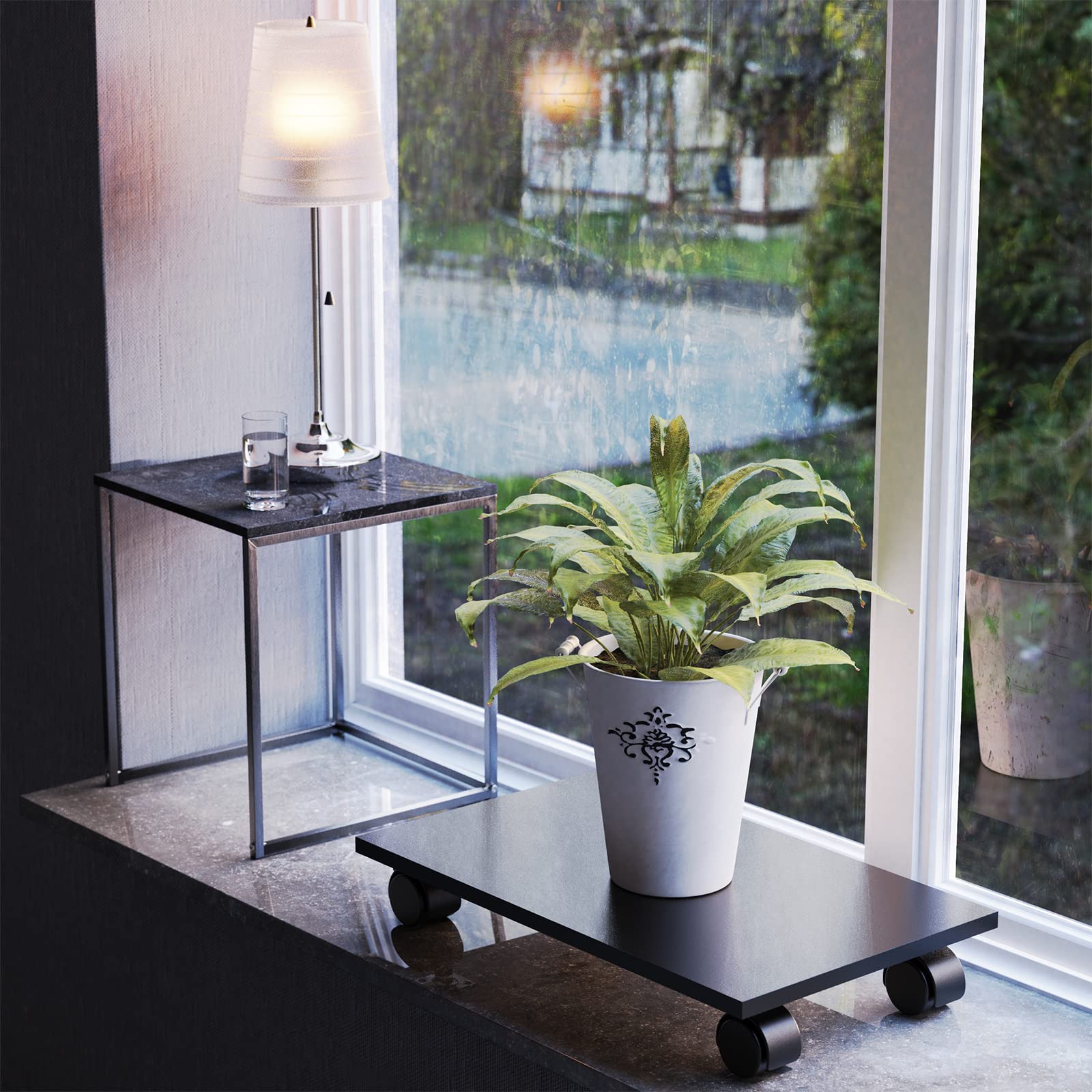 WEGASTU CPU Stand、Computer Tower Stand、Mobile CPU Holder with 4 Caster Wheels Fits for PC、Printer、Most Computer Tower、Office、Home、Planter Caddies、Dog Bowl Stand (Black)