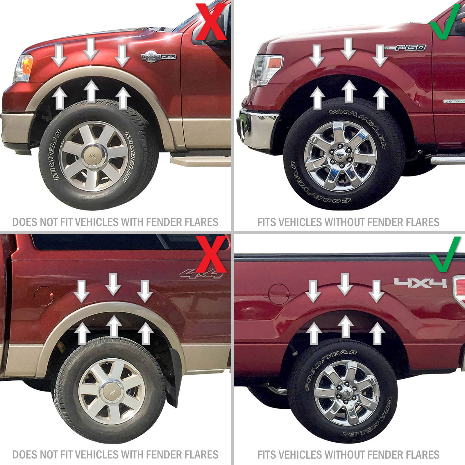 Red Hound Auto Premium Heavy Duty Molded 2004-2014 Compatible with Ford F-150 Mud Flaps Guards Splash Front Rear 4pc Set (without Fender Flares)