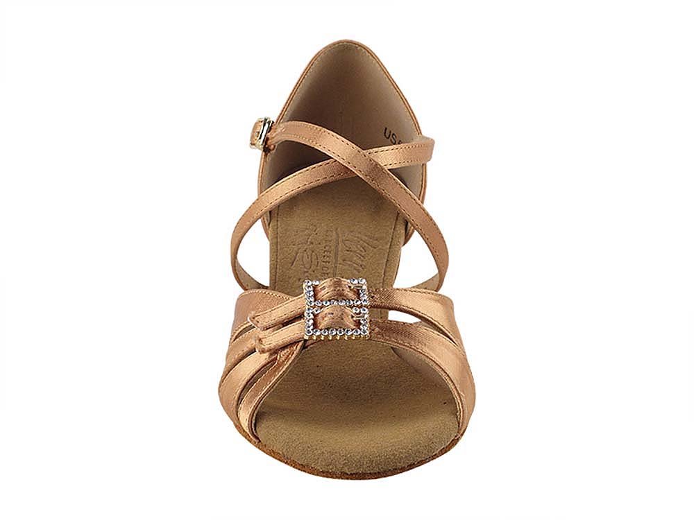 Women's Ballroom Dance Shoes Salsa Latin Practice Dance Shoes Silver Tan Satin S92307EB Comfortable - Very Fine 2" Heel 7.5 M US [Bundle of 5]