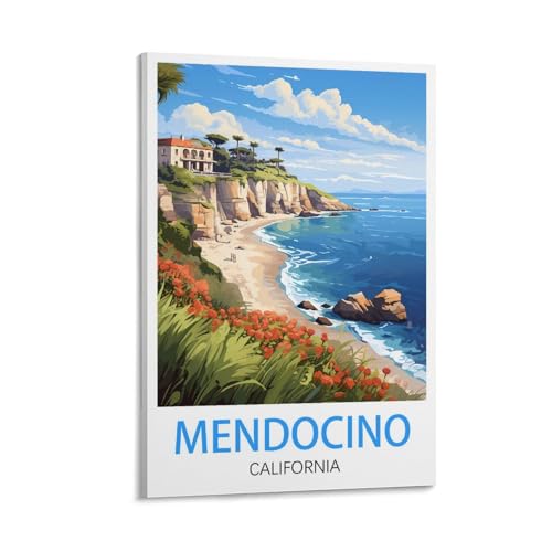 SboJi Mendocino California Vintage Travel Posters 08x12inch(20x30cm) Modern Home Decor Art, Office Bedroom Living Room Canvas Wall Art