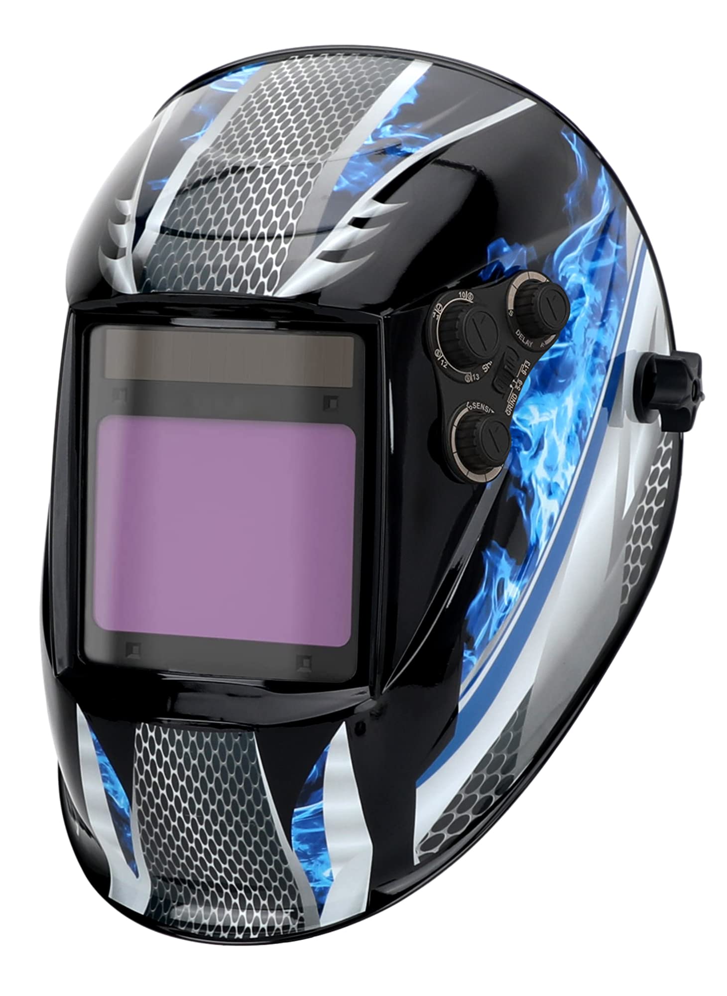 Welding Helmet, True Color Auto Darkening Welding Helmet, Large Viewing Screen Welding Mask for TIG MIG ARC, Solar Powered Welding Hood, 4 Arc Sensor Welder Helmet Wide Shade 4/5-9/9-13 (Blue)