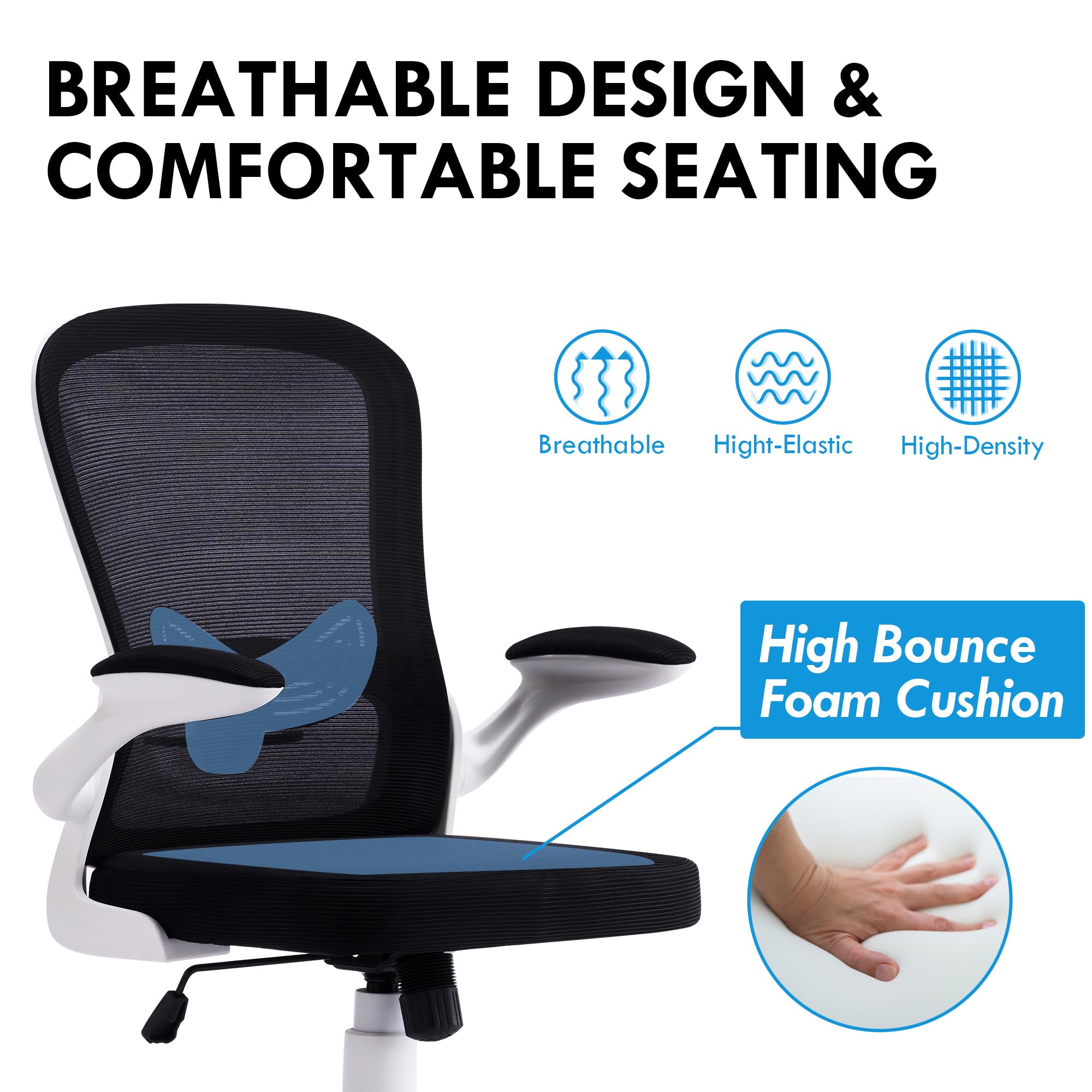 THEETAYY Drafting Chair,Tall Office Chair for Standing Desk, Ergonomic Desk Chairs with Lumbar Support, Adjustable Height Computer Chair with Swivel Task and Flip-up Armrests.
