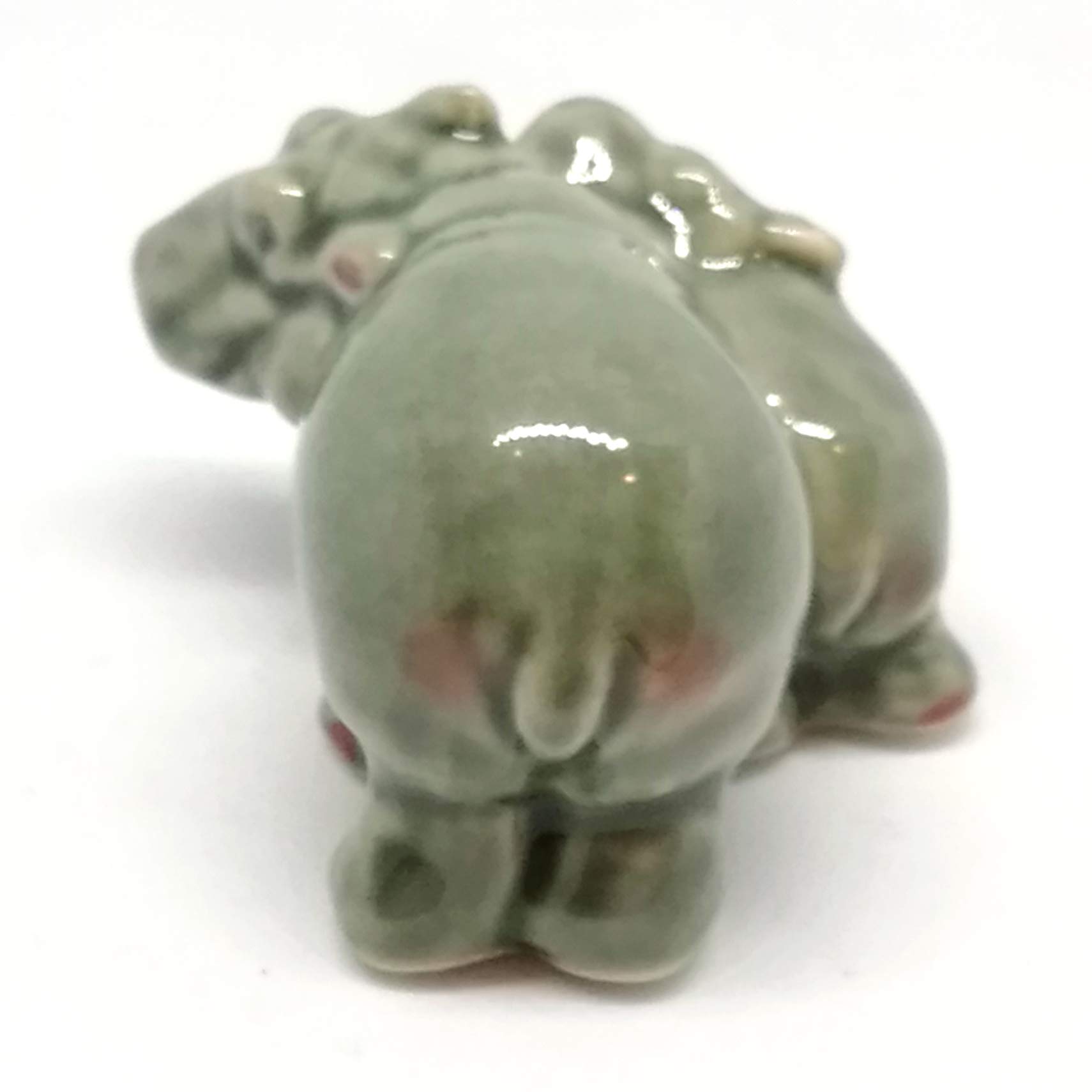 ZOOCRAFT Ceramic Hippo Figurine Mom and Baby Hand Painted Porcelain Terrarium Garden Decor Collectibles