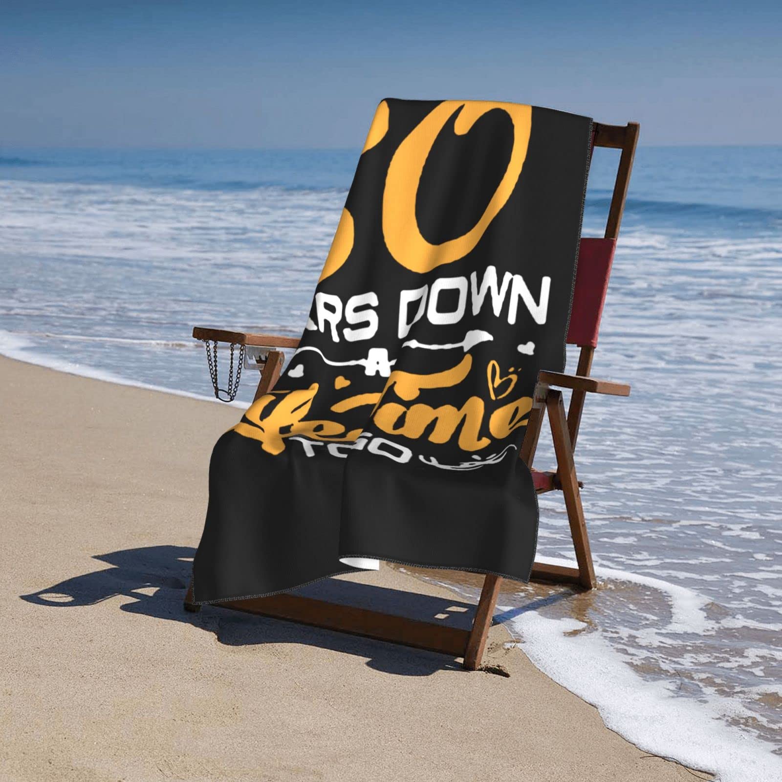 Zahika 50th Wedding Anniversary Beach Towel Absorbent Bathroom Towels Beach Towels Oversized Super β32x52 Inch