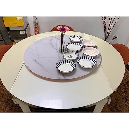 VERDDE 30in Round Lazy Susan Glass Turntable Marble Color Dining Table Serving Tray For Homes & Restaurants - Silent Smooth - Aluminum Alloy Bearing