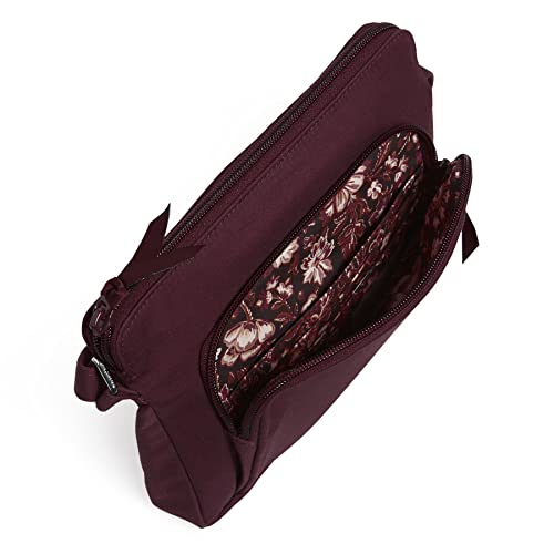 Vera Bradley Women's Cotton Little Hipster Crossbody Purse With RFID Protection, Mulled Wine, One Size
