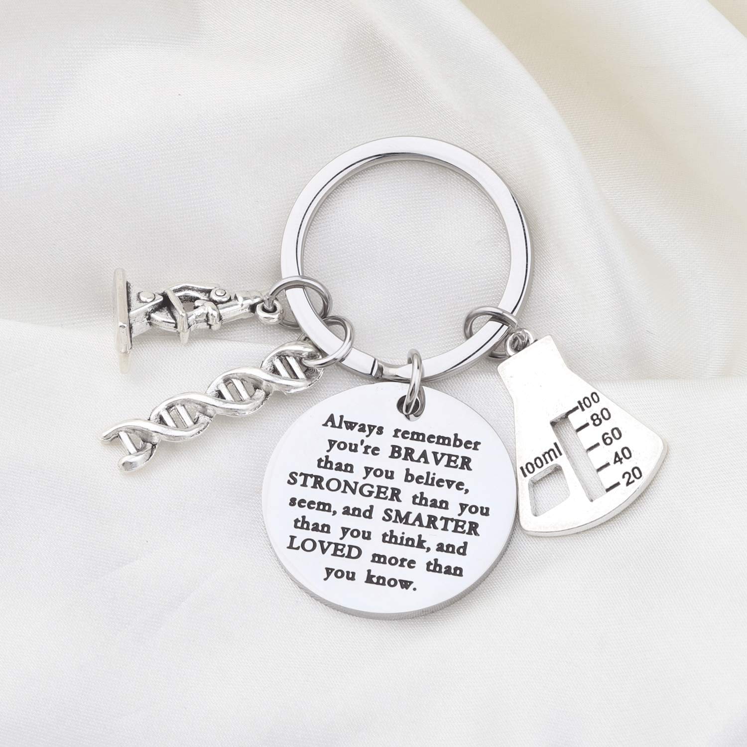 WSNANG Biology Chemistry Keychain Always Remember You Are Braver Stronger Smarter Than You Think Keychain Future Chemist Gift (Biology Chemistry Keychain)