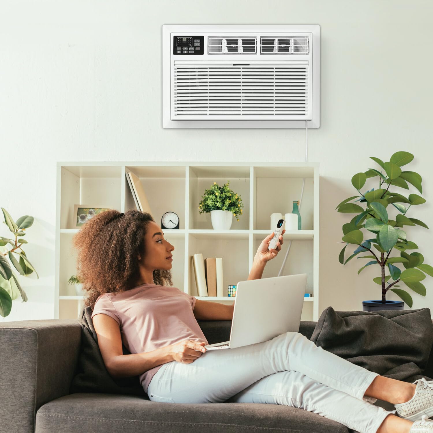Whirlpool 14,000 BTU 230V Through-the-Wall Air Conditioner for Rooms up to 700 Sq. Ft. and Dehumidifier up to 2.1 pints/hour with Remote Control, Digital Display, and 24H Timer