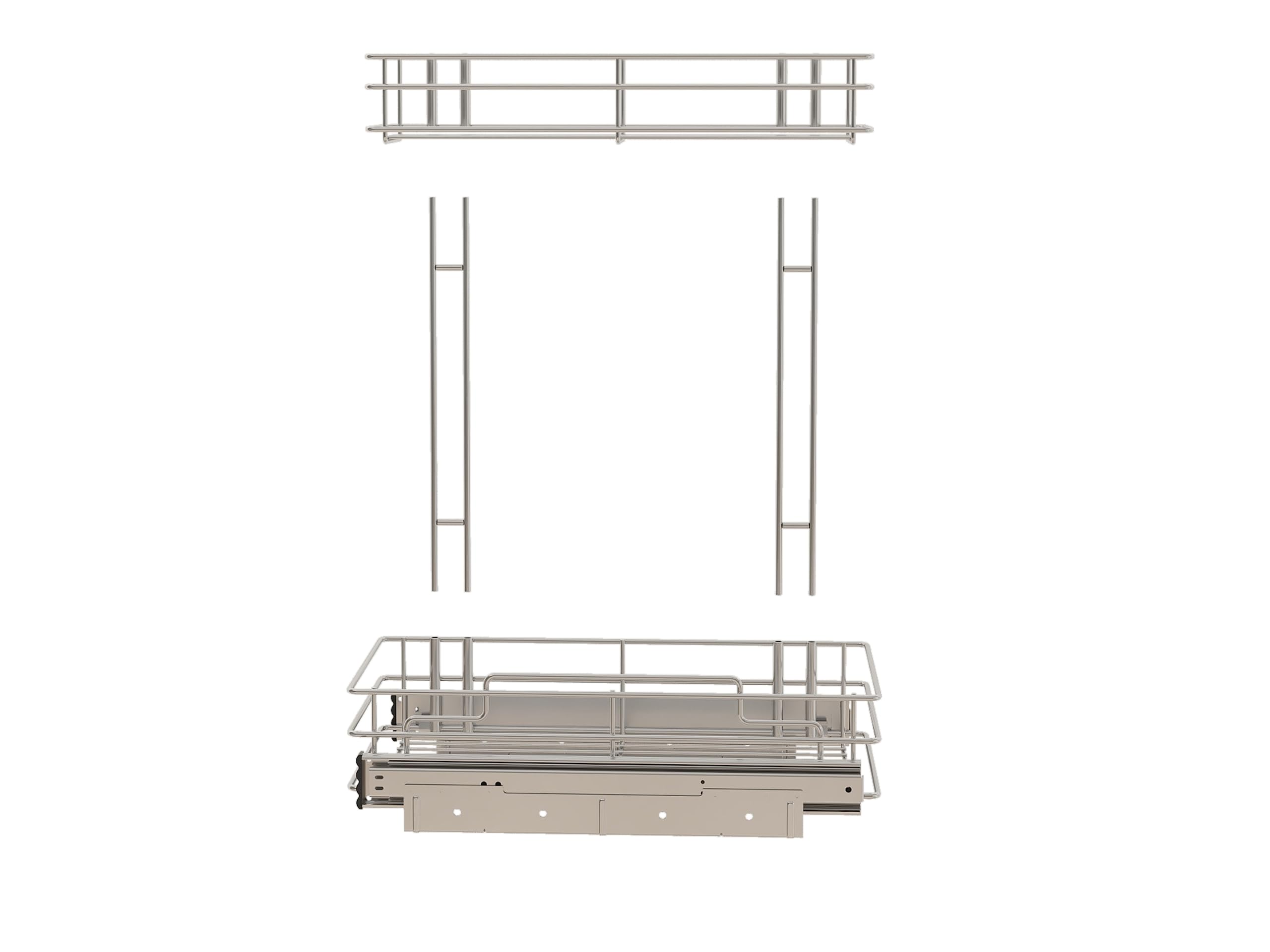 STORKING 2 Tier Under Sink Pull Out Cabinet Organizer Slide Wire Shelf Basket for Kitchen Base Cabinets 9" W 17" D 16" H (17D,2pcs)