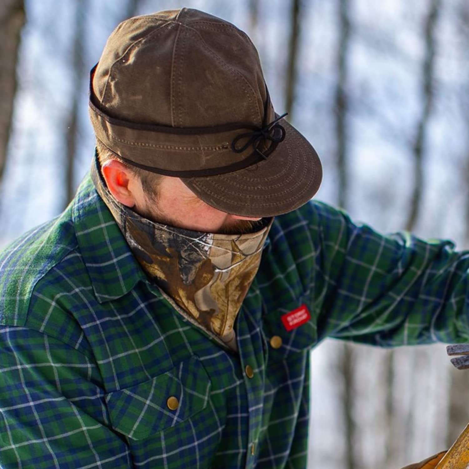 Stormy Kromer The Field Cap - Men’s Baseball Cap with Earband for Sun and Wind Protection, Unlined Blaze Orange