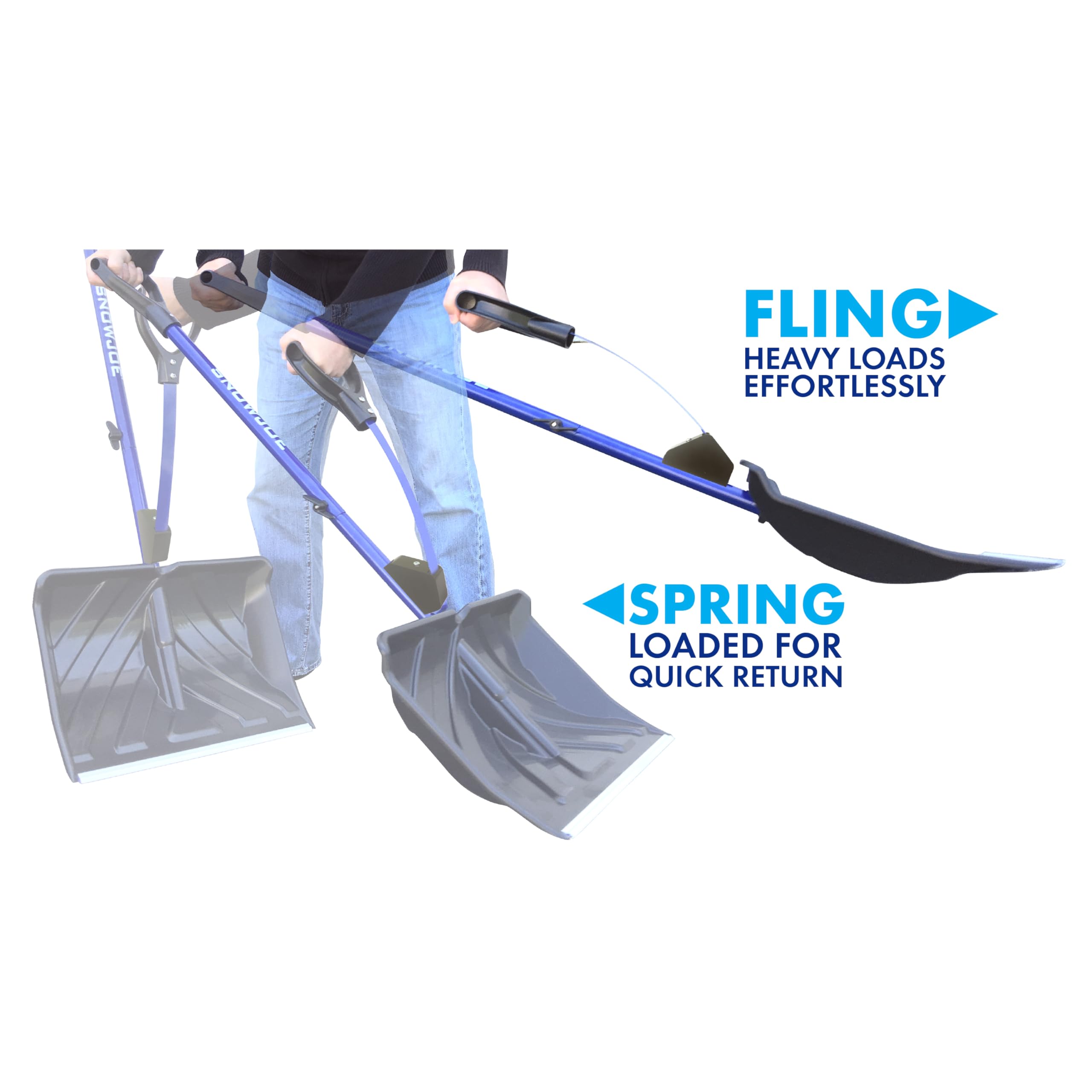 Snow Joe Shovelution SJ-SHLV01 18-in Strain-Reducing Snow Shovel w/ Spring Assisted Handle, Blue