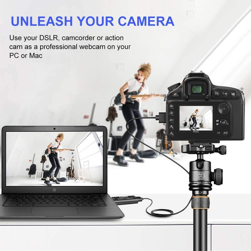 Yakuin Audio Video Capture Cards HDMI to USB 1080p USB2.0 Record via DSLR Camcorder Action Cam Support Camera, Computer, Mobile Phone, Set-Top Box, PS4 etc.