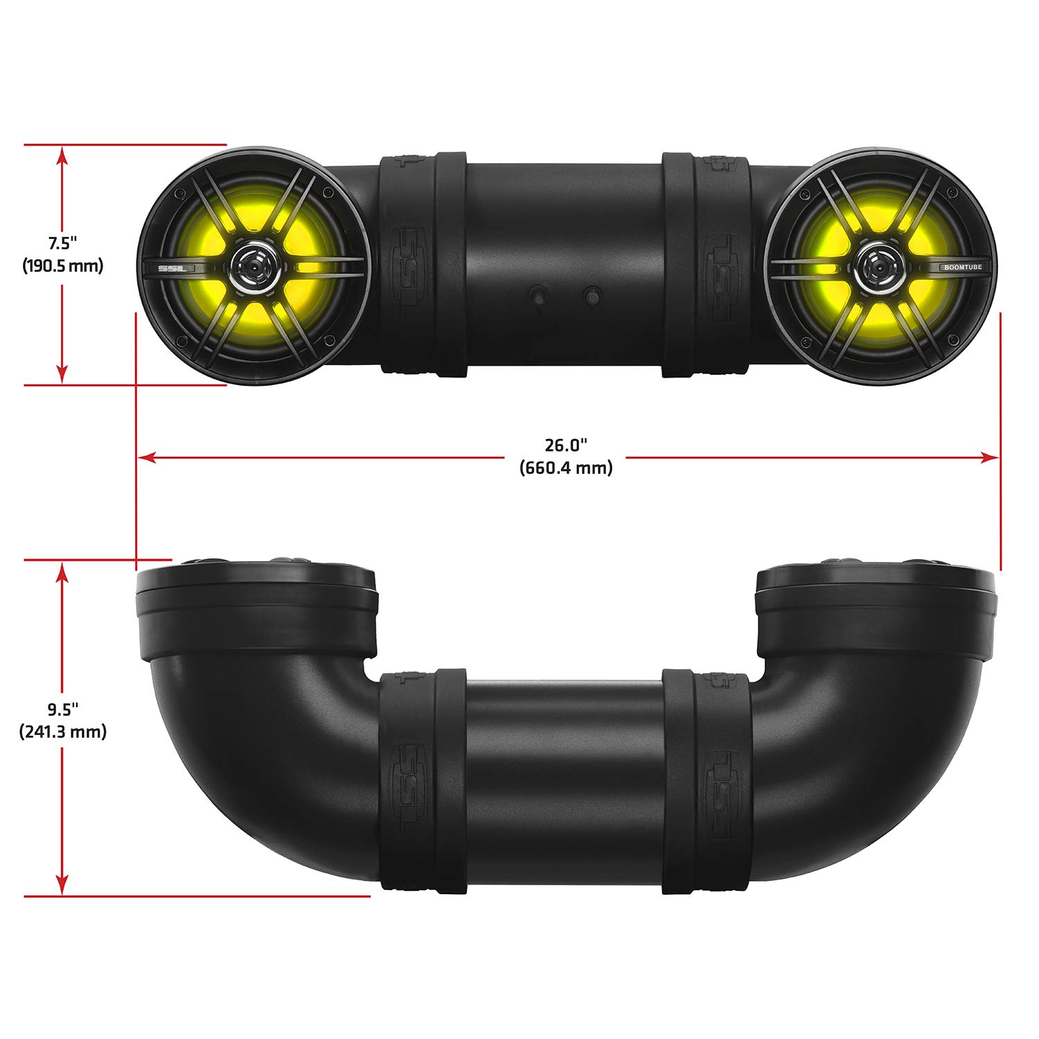 Sound Storm Laboratories BTB6L ATV UTV Sound System - 6.5 Inch Speakers, 1 Inch Tweeters, Full Range, IPX5 Weatherproof, Bluetooth, Built-in Amplifier, Multicolor Illumination, Golf Cart Compatible
