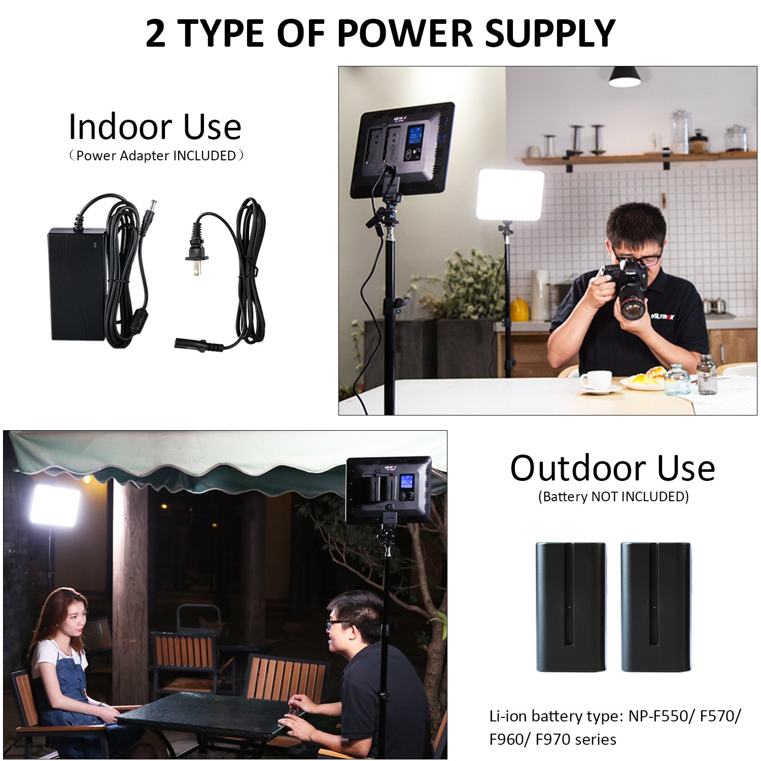VILTROX Bi-Color LED Video Light Panel Lighting Kit Includes: 3300K-5600K CRI 95 LED Light Panel with Hot Shoe Adapter/Light Stand/Remote Controller and AC Adapter