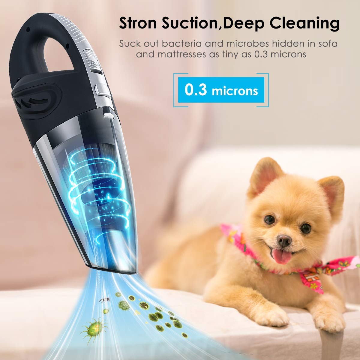 Yesbaby Handheld Vacuum Cleaner,Portable Rechargeable Powerful Wet Dry Dual-use Cordless Vacuum Hand Held Hoovers Cleaner for Home and Car Cleaning