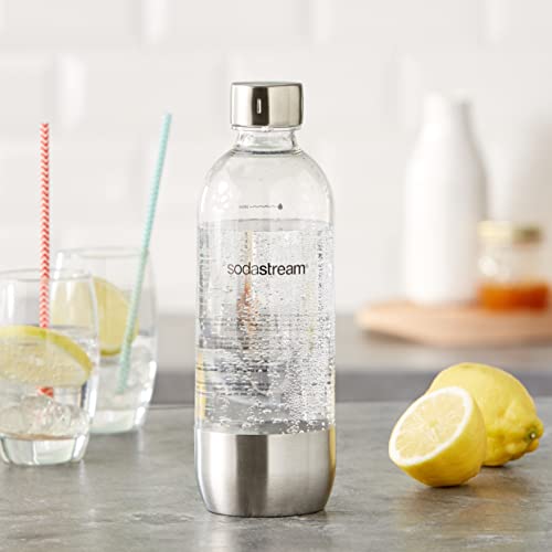 SodaStream 1L Classic Metal Carbonating Bottle, Single, Stainless Steel (1041191011)