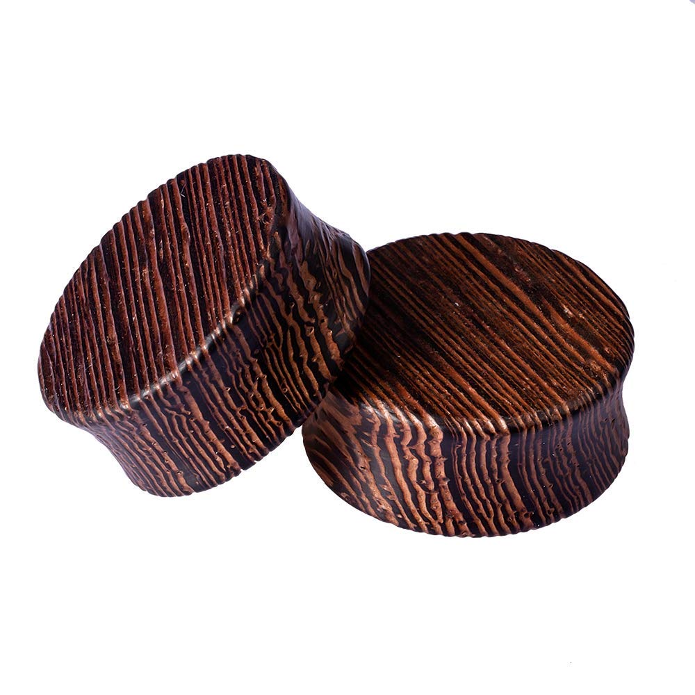 SUPTOP 8PCS Unique Wood Plugs and Tunnels Set Plugs for Ear Organic Hollow Double Flared Ear Plugs Saddles Gauge Size 0g 00g to 5/8