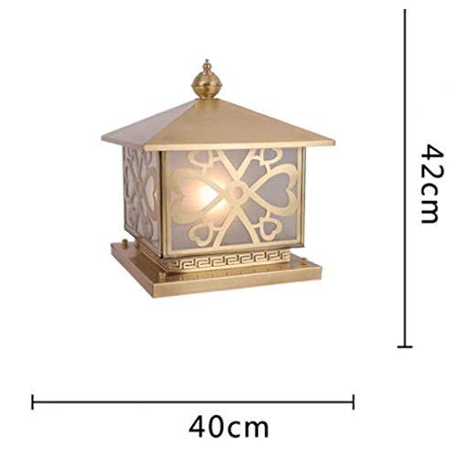 ZPZDD European Outdoor Waterproof Column Headlight, LED Garden Light, All Copper Home Garden Villa Garden Light