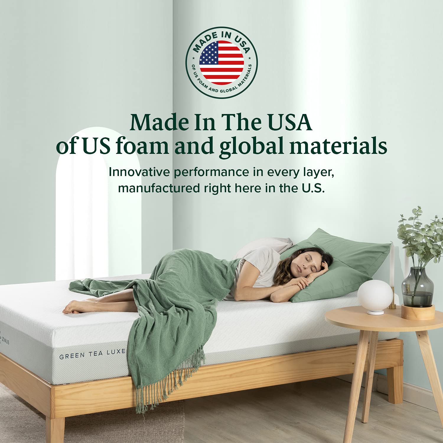 ZINUS 8 Inch Green Tea Luxe Memory Foam Mattress, Queen, Pressure Relieving, CertiPUR-US Certified, Mattress in A Box, All-New, Made in USA