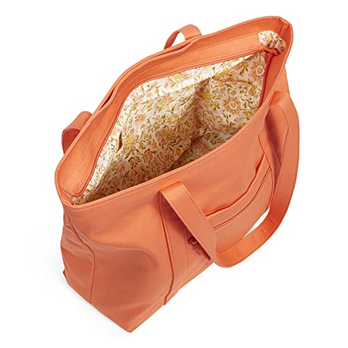 Vera Bradley Women's Cotton Vera Tote Bag, Orange Bell Pepper - Recycled Cotton, One Size