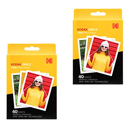 Zink Kodak 3.5x4.25 inch Premium Zink Instant Print Photo Paper (80 Sheets) Compatible with Kodak Smile Classic Instant Camera
