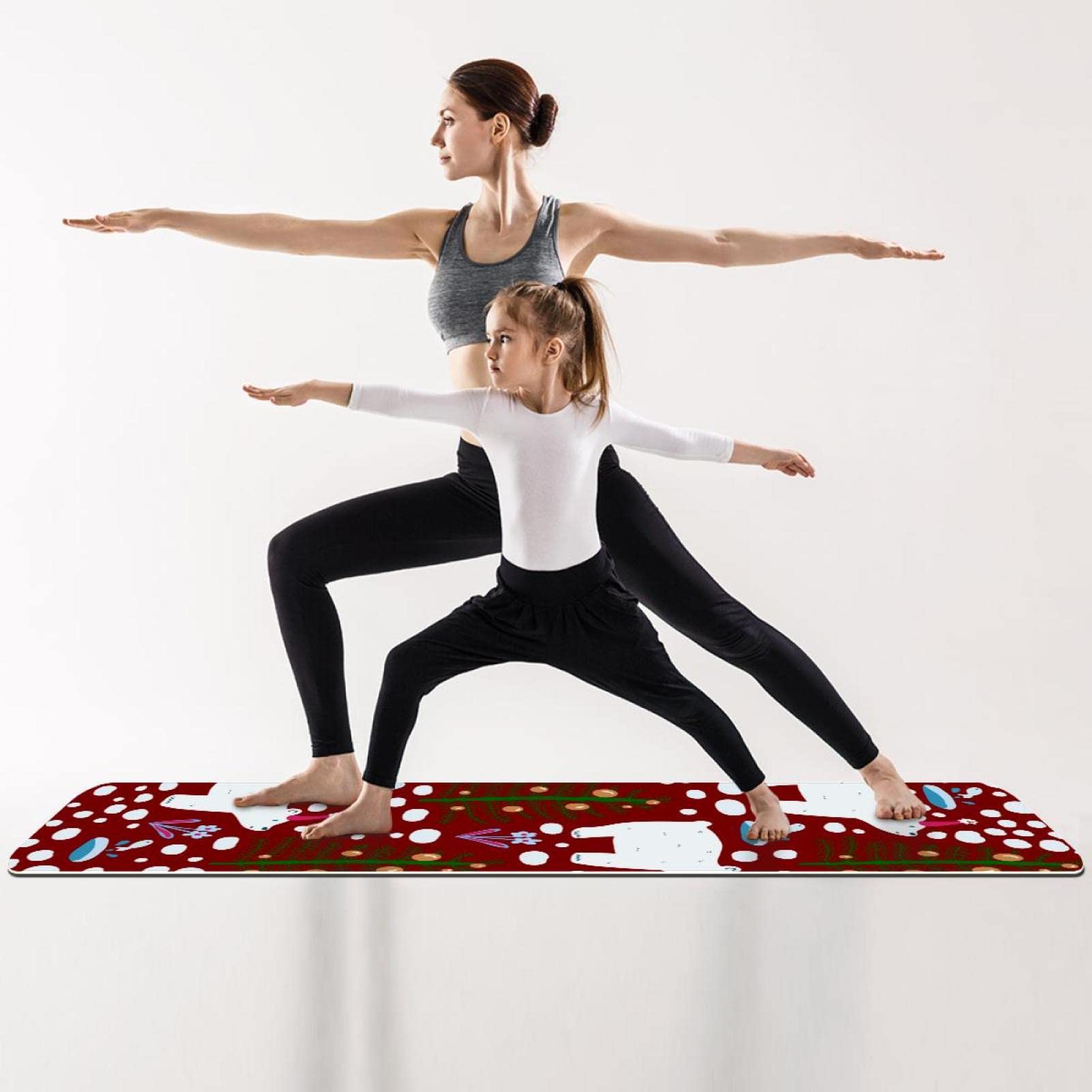 Yoga Mat, Yoga Mats for Home Workout, Workout Mat, Exercise Mats, Pilates Mat, Winter Bear Tree Flower