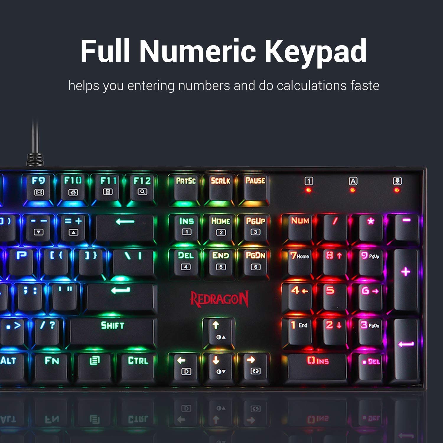 Redragon K551 Mechanical Gaming Keyboard RGB LED Backlit Wired Keyboard with Blue Switches for Windows Gaming PC (104 Keys, Black)