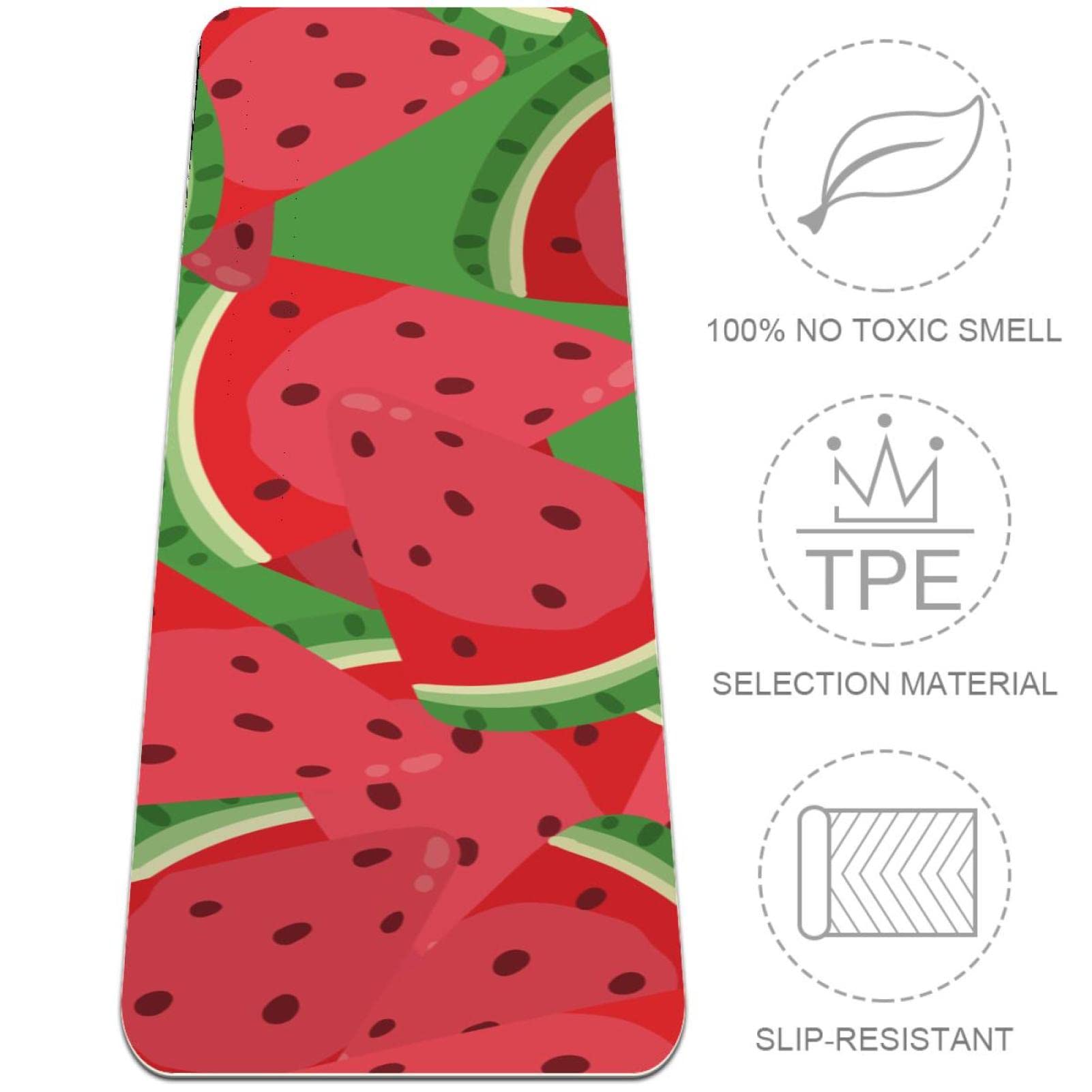 Yoga Mat, Yoga Mats for Home Workout, Workout Mat, Exercise Mats, Pilates Mat, Fruit Watermelon