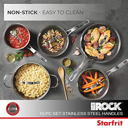 THE ROCK by Starfrit 10-Piece Cookware Set with Stainless Steel Handles, Black