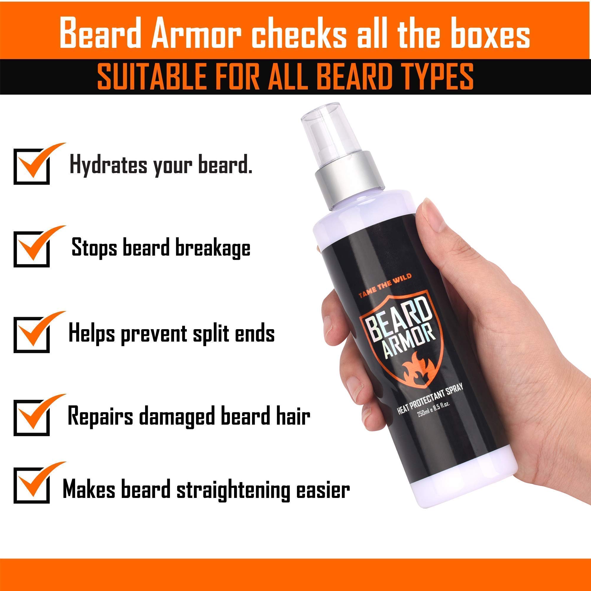 Tame's Beard Straightener for Men and Tame's Beard Armor Heat Protection Spray - Bundle and Save