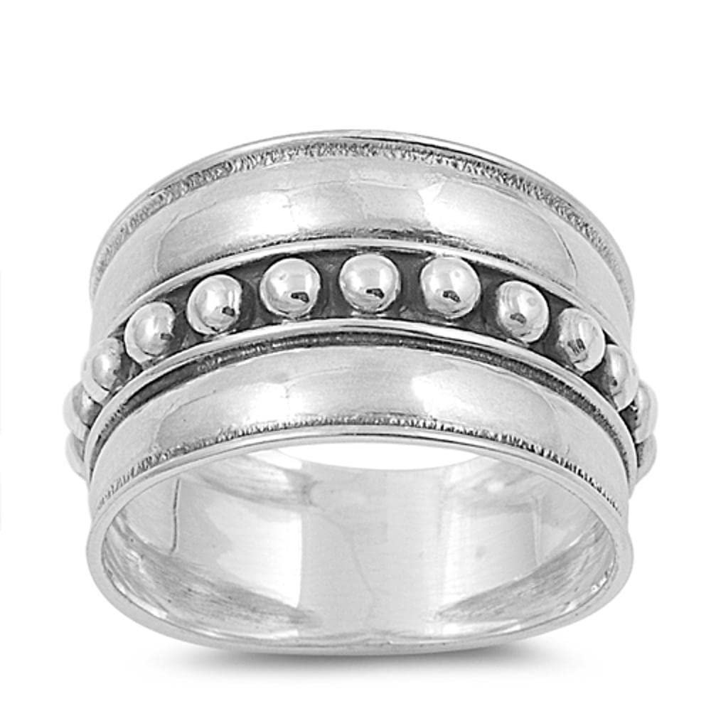 Sterling Silver Women's Wide Bali Fashion Ring Polished 925 Band 12mm Size 10