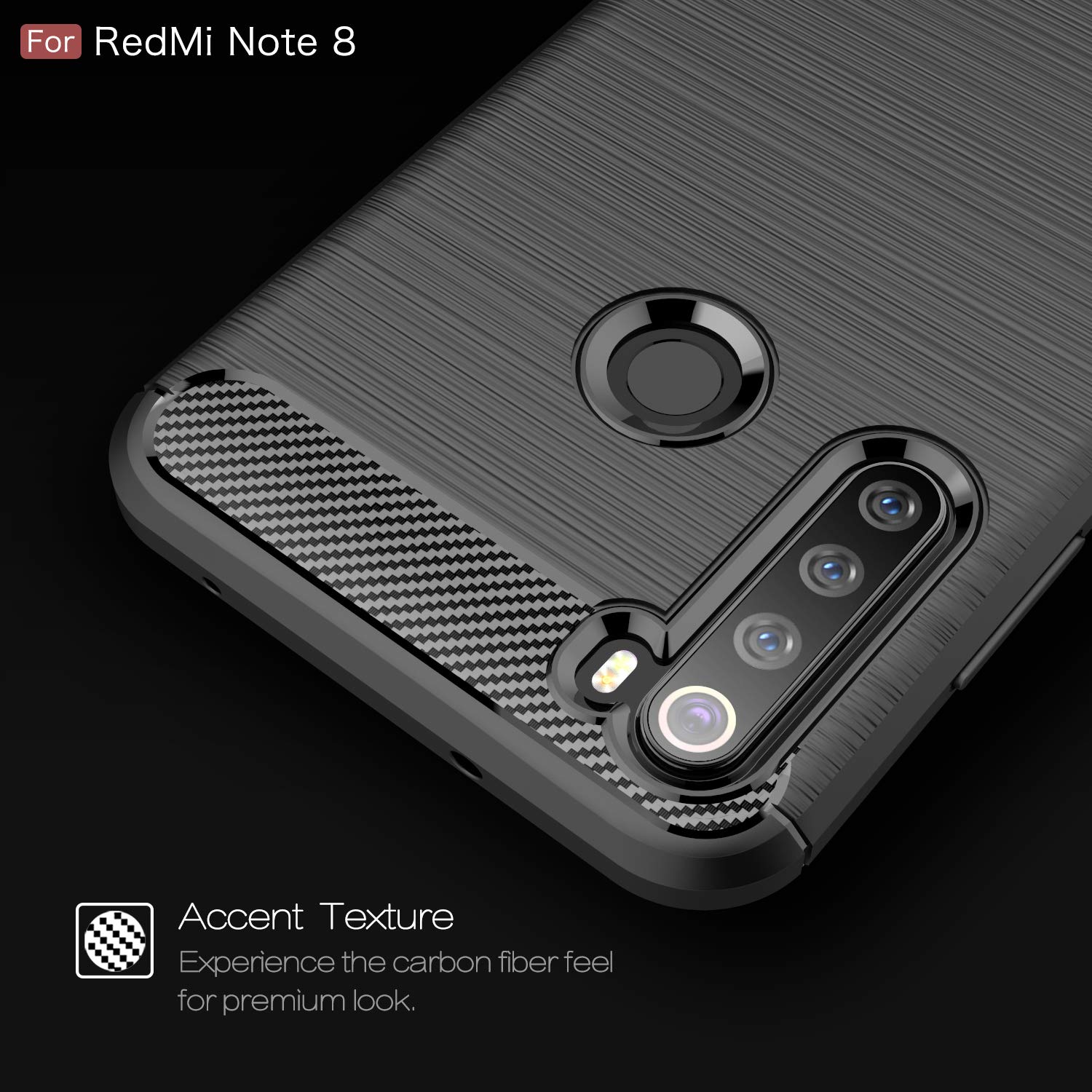 Xiaomi Redmi Note 8 Case, Silicone Leather[Slim Thin] Flexible TPU Protective Case Shock Absorption Carbon Fiber Cover for Xiaomi Redmi Note 8 Case (Navy)
