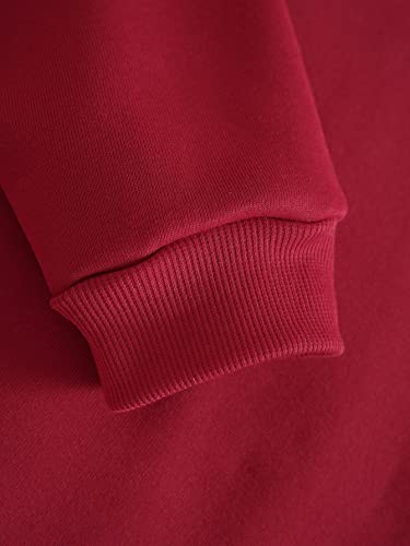 WDIRARA Men's Hand Graphic Print Drawstring Hoodie Long Sleeve Pocket Sweatshirt Back Letter Print Burgundy M