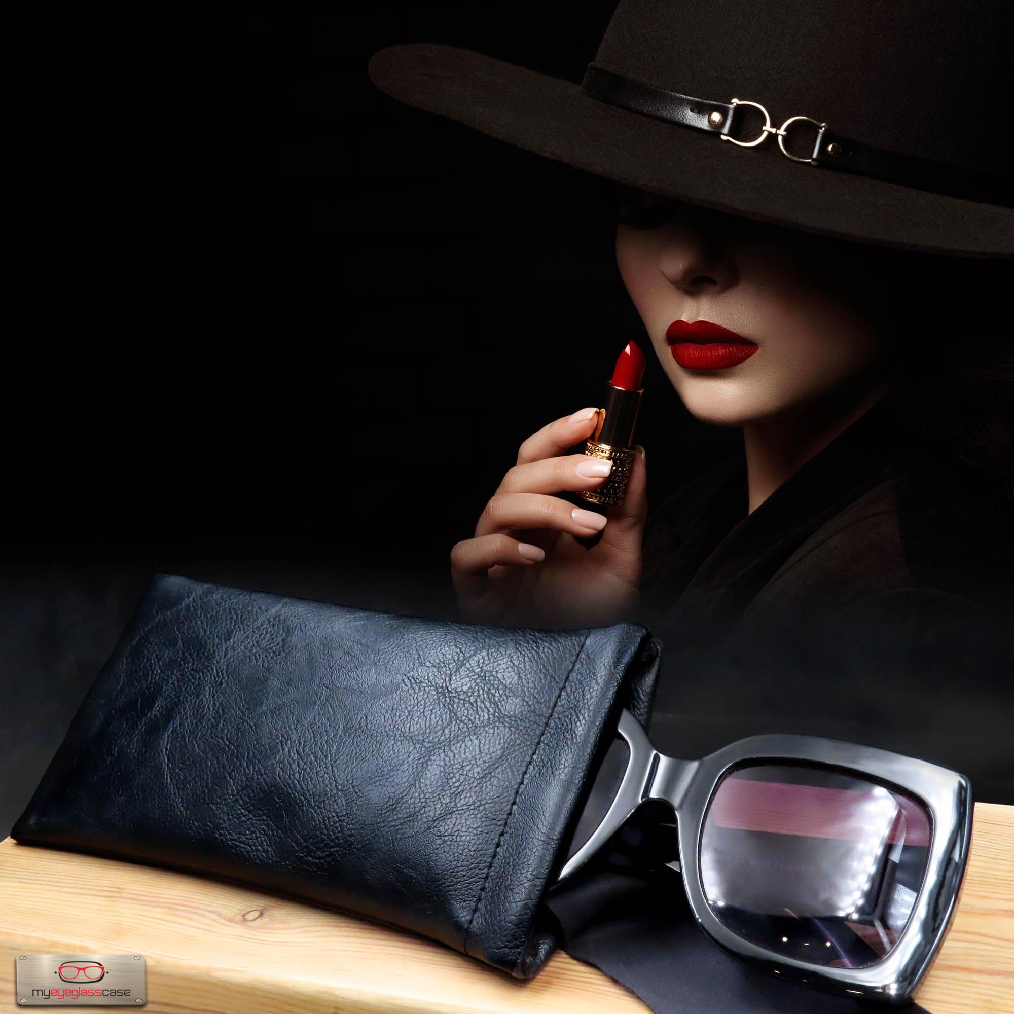 Soft Sunglasses Case Squeeze Top | XL Eyeglass case with Cleaning Cloth | Large soft Glasses Case Holder | Passport Holder Pouch | Earbud and cell Phone Storage Case (CT8 Black)