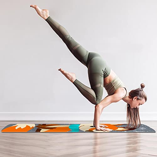 Yoga Mat, Yoga Mats for Home Workout, Workout Mat, Exercise Mats, Pilates Mat, Snowflakes Fox