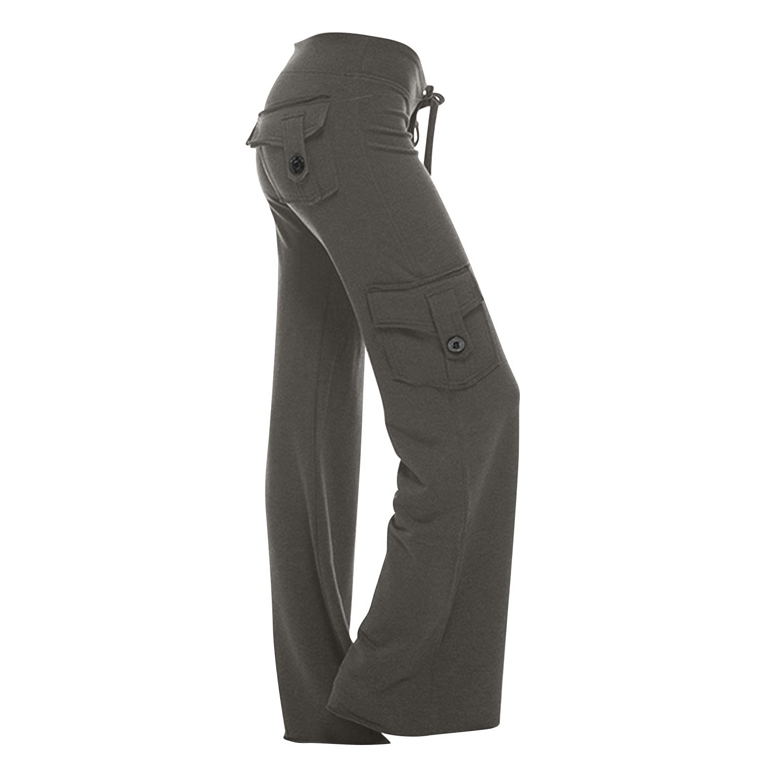 Yoga Pants Button Pockets Women Elastic for Workout Fitness - Super Soft Thin Material Womens Yoga Pants