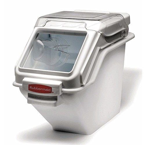 Rubbermaid Commercial Products ProSave Shelf Food Ingredient Bin with Scoop, 100-Cup, White, Kitchen Food Storage Sugar/Grains/Rice/Baking Supplies