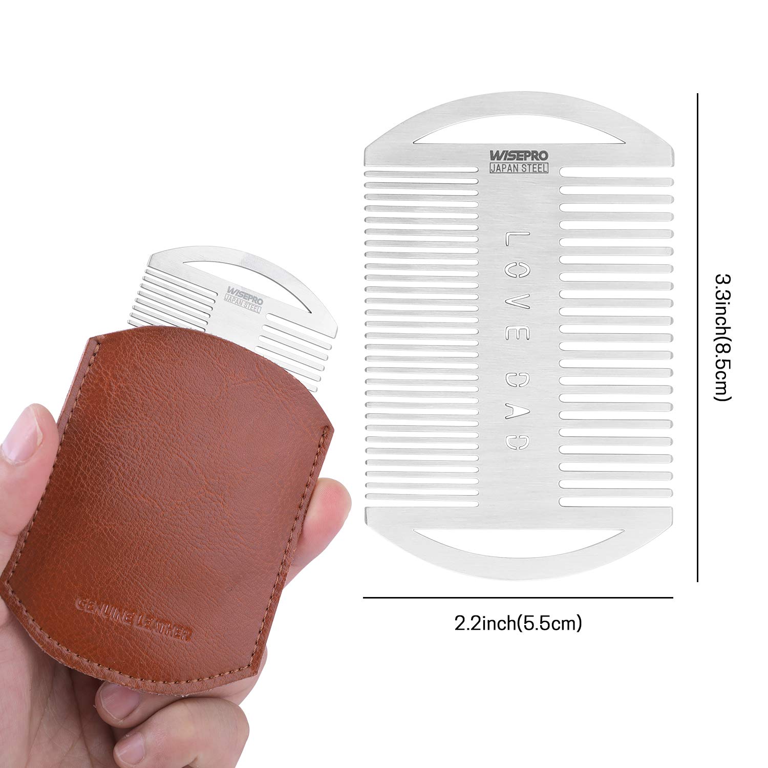 WISEPRO Beard Mustache Comb Fine Toothed Beard Comb Keychain Comb,Suitable For Beard Care Facial Hair Grooming(White Curved Lettering)