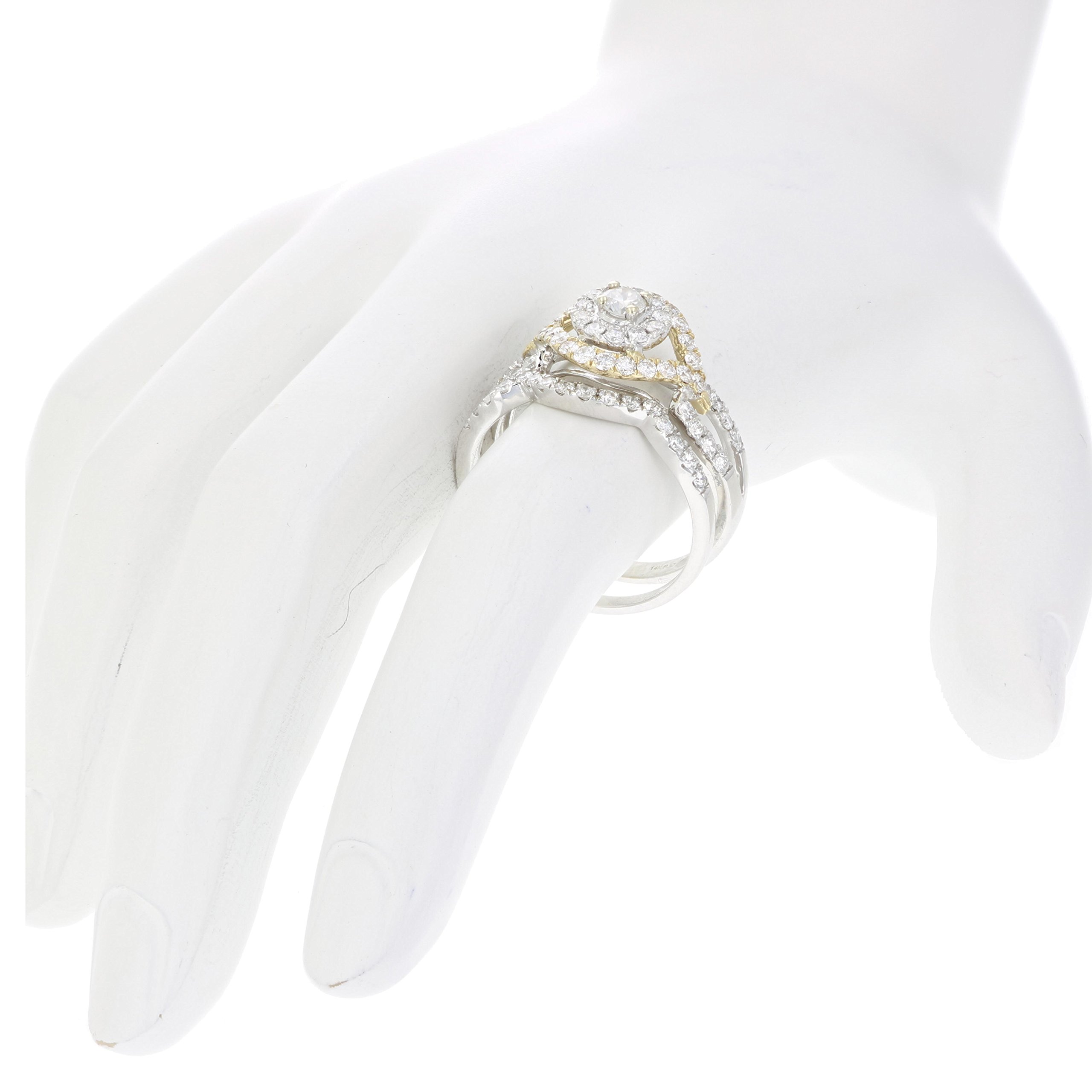 Vir Jewels 1 cttw Diamond Wedding Engagement Ring Set 14K Yellow Gold Halo Bridal Size 7