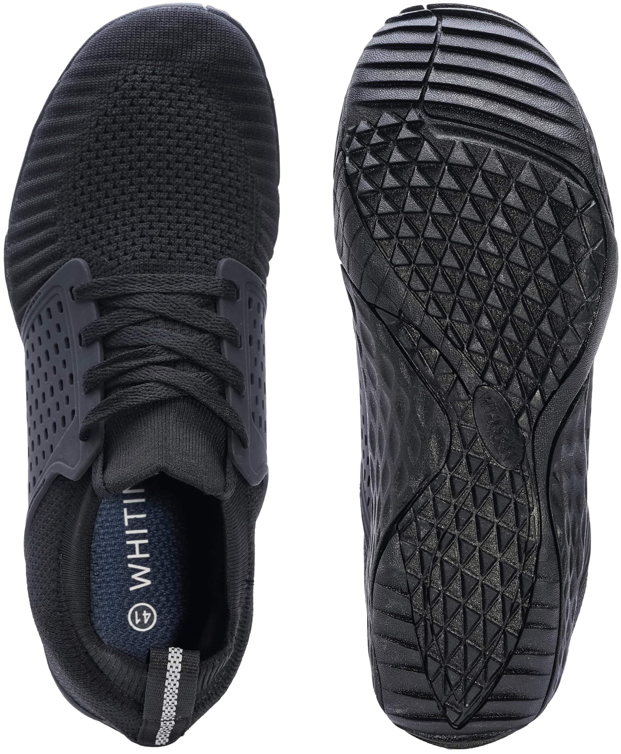 WHITIN Women's Low Zero Drop Shoes Minimalist Barefoot Trail Running Camping Size 7.5-8 Wide Toe Box Female Fitness Workout Sneaker Lightweight Black 38