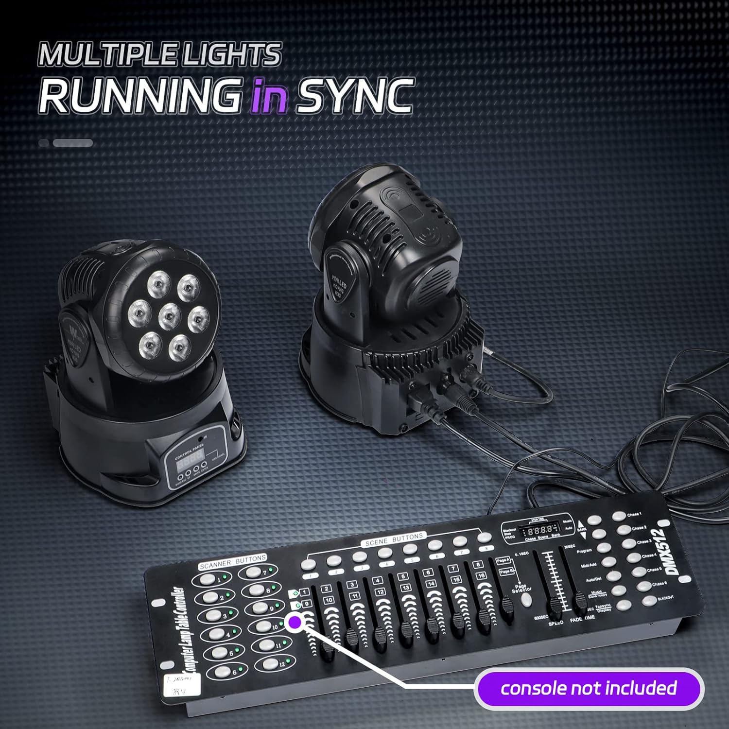 U`King Moving Head Light RGBW LED Stage Lighting Effect 7x10W Moving Heads Wash Lights by DMX and Remote Control with Professional Spotlight for DJ Disco Events Wedding Birthday Party Live Show Bar