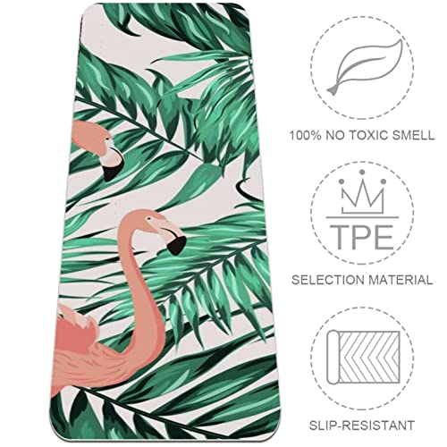Yoga Mat, Yoga Mats for Home Workout, Workout Mat, Exercise Mats, Pilates Mat, flamingo leaves tropical plants pattern