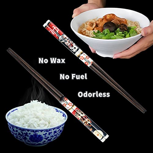 WORCAS 5 Pairs Hardwood Chopsticks Reusable, 9.0Inch/23cm Japanese Style Natural Wood Chop Stick Hand-Carved Chopstick (Anti ceramic pattern)