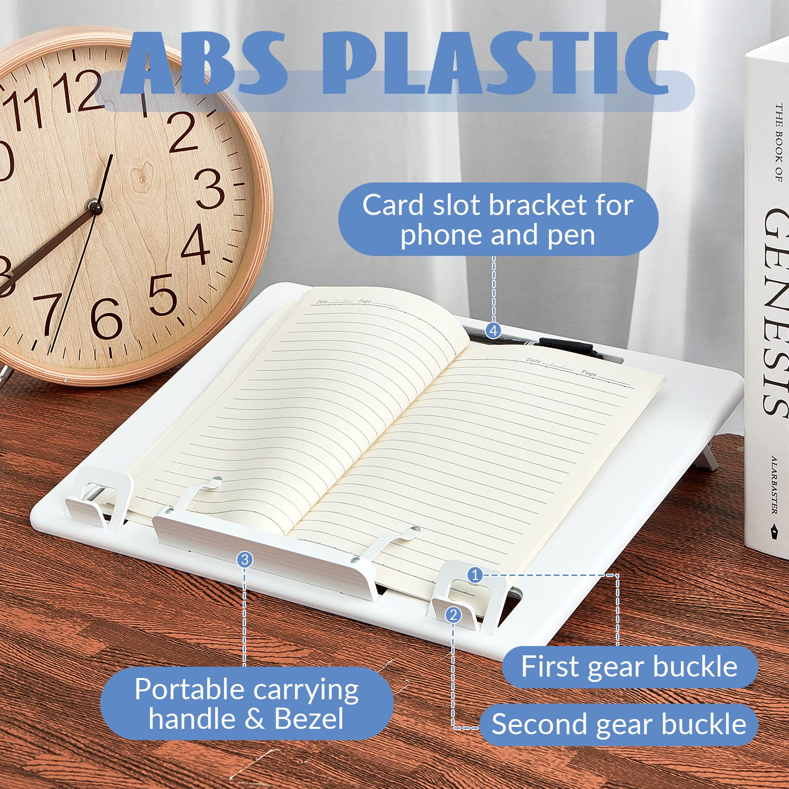Thyle 2 Pcs Portable Lap Desk Kids Adjustable Laptop Stand Book Holder Floor Desk Folding Lap Table White Writing Stand with Clip for Car Couch Sofa Bed Reading Working Teen Adults
