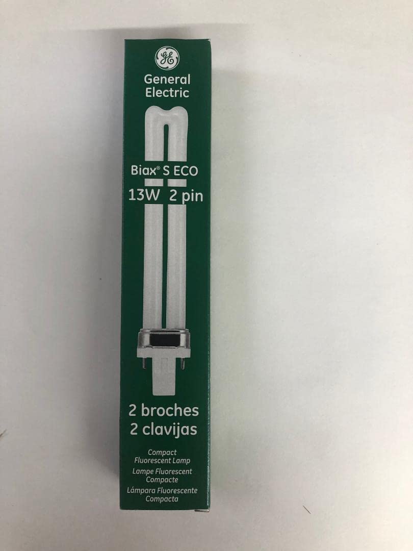 (case of 10) GE 97572 Ecolus Biax T4, F13BX/SPX50, 2 Pin GX23 Base, 5000K Color Temp, 13 watt, 784 lumen, plug-in compact fluorescent light bulb