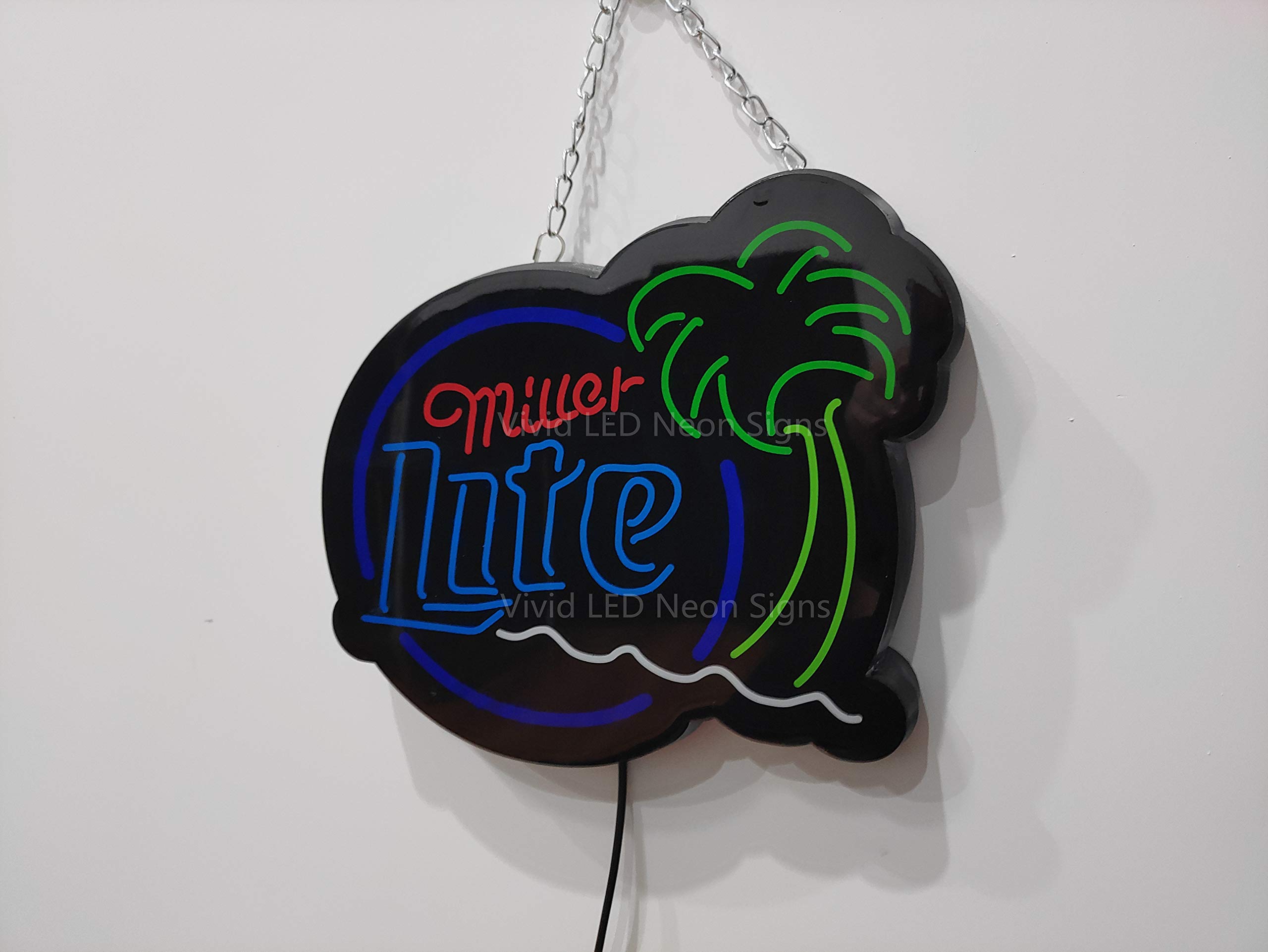 Vivid Sign New Millers LITE Palm Tree Beer Cute Super Bright Vivid LED Neon Sign Lamp 10"