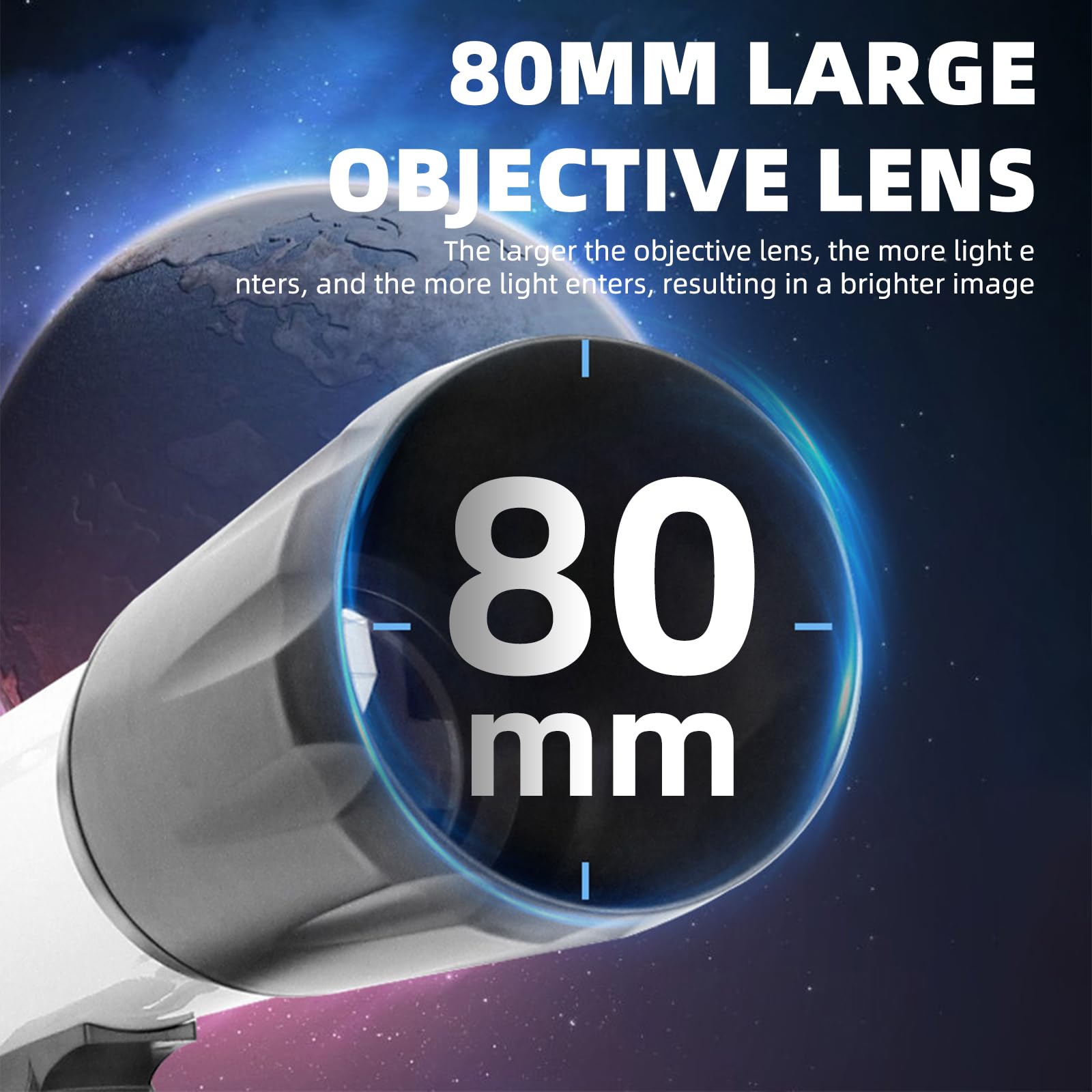 Telescope 80mm Aperture 600mm - Astronomical Portable Refracting Telescope Fully Multi-coated High Transmission Coatings AZ Mount with Tripod, Phone Adapter & Carrying Bag