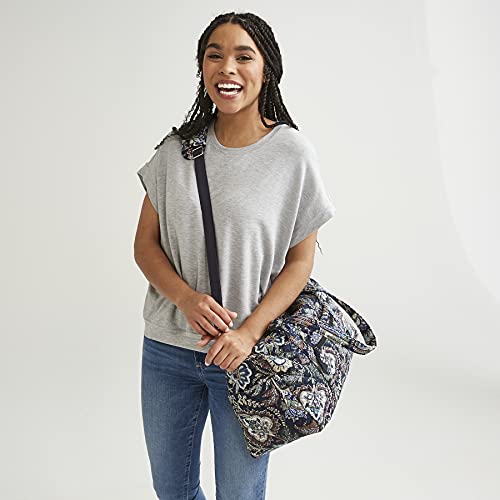 Vera Bradley Women's Cotton Small Travel Duffel Bag, Java Navy Camo - Recycled Cotton, One Size